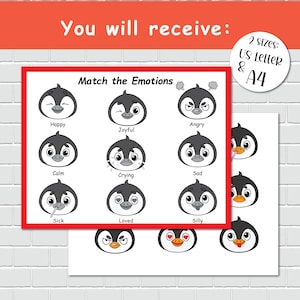Penguin Emotions Activity, Feelings Matching Game, File Folder Games ...