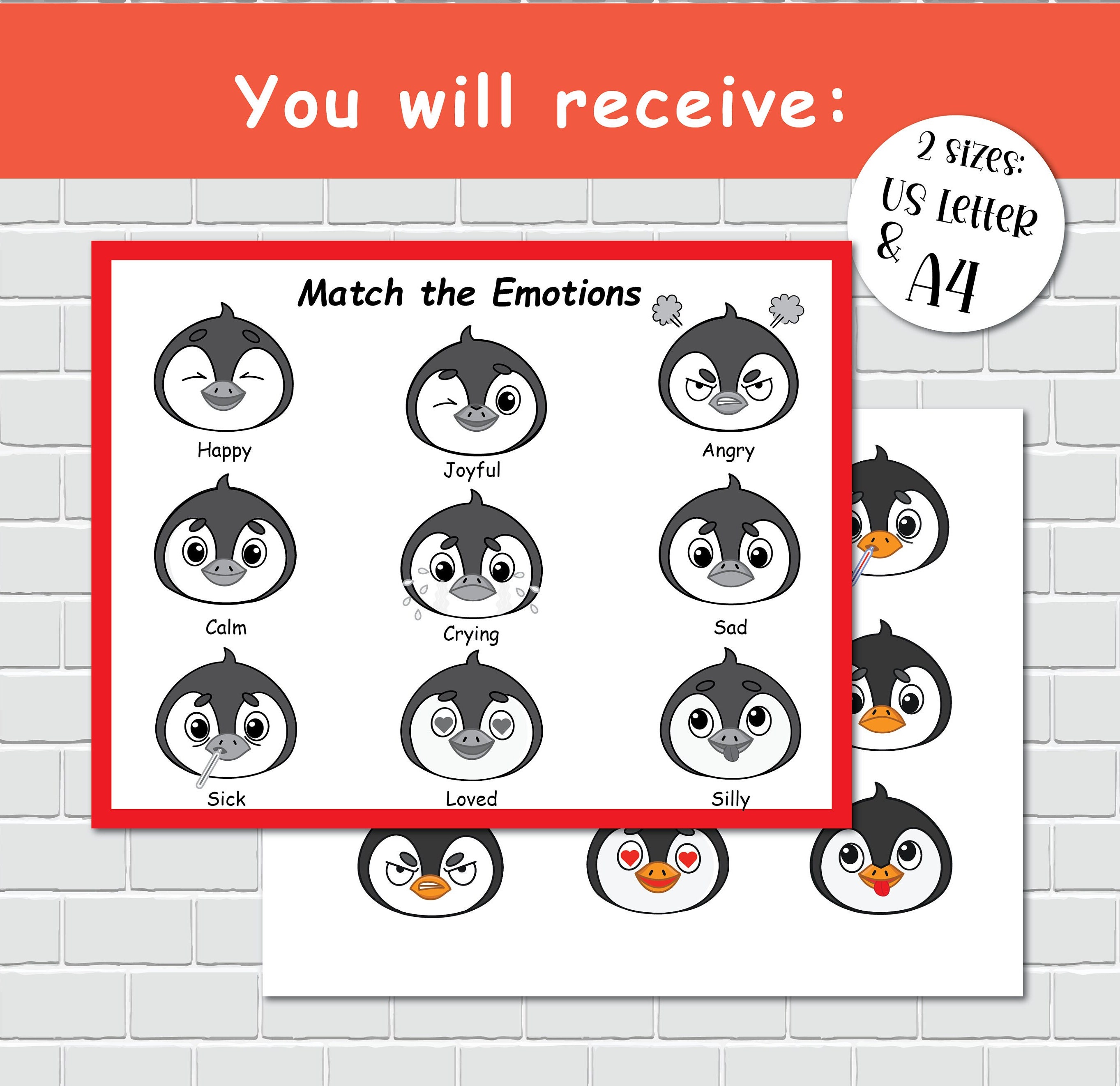 Penguin Emotions Activity, Feelings Matching Game, File Folder Games ...