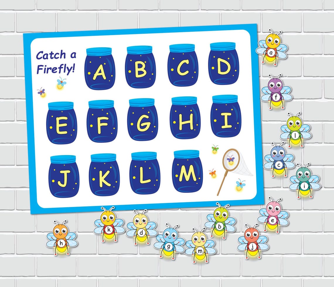 Firefly ABC Matching Activity for Kids, Summer Busy Book Page, File ...
