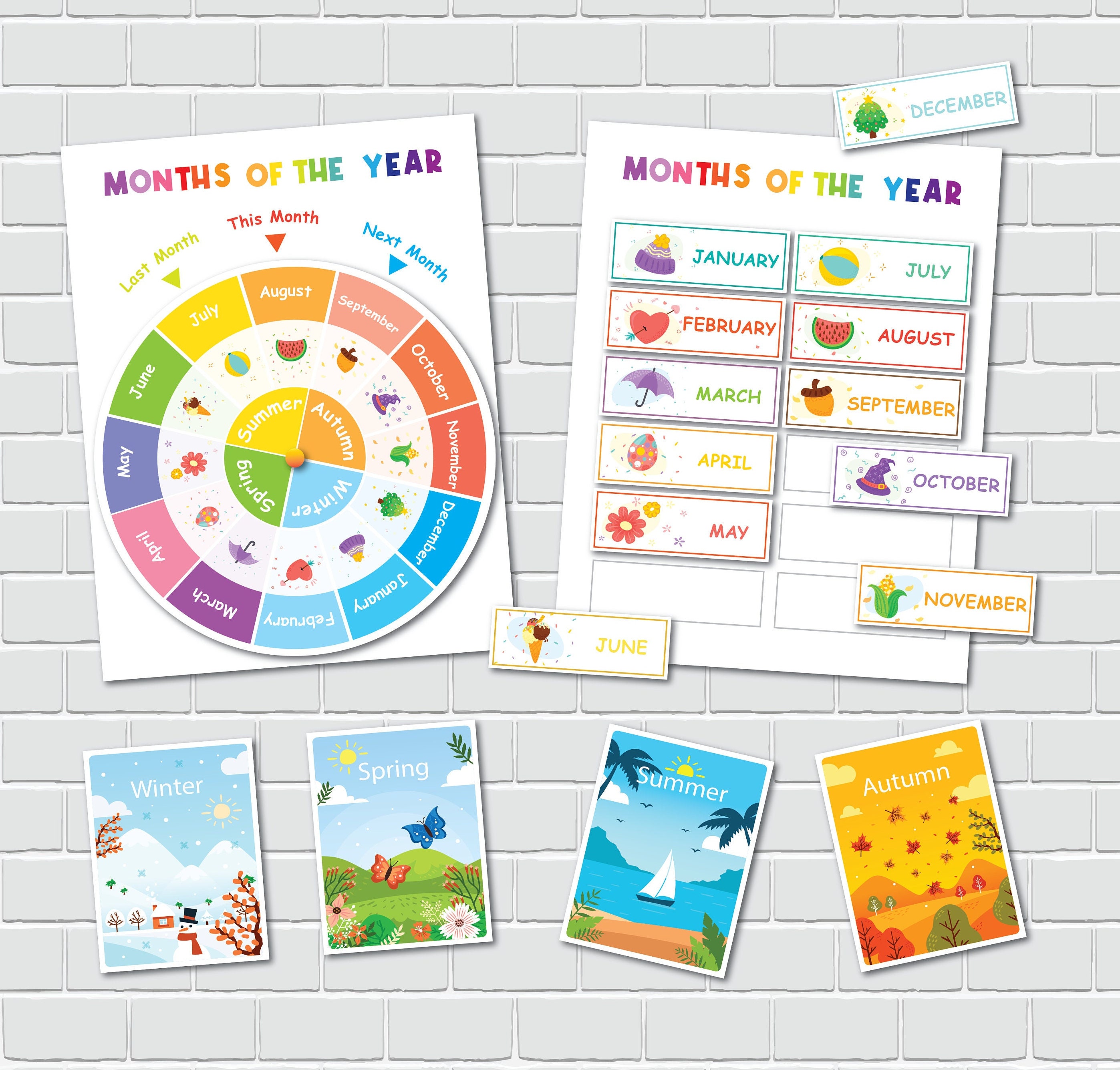 Months of the Year & Seasons Wheel Worksheet, Circle Time Activity, Pre ...