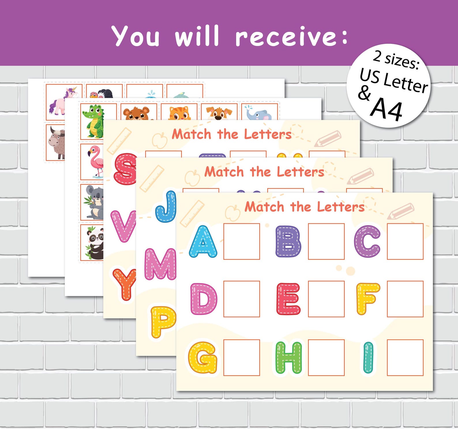 Alphabet Matching Activity for Kids, ABC Busy Book Pages, Learning ...