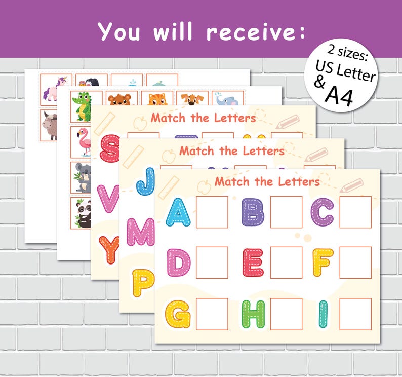 Alphabet Matching Activity for Kids, ABC Busy Book Pages, Learning ...