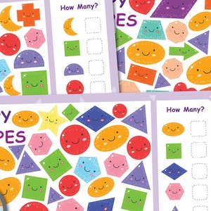 I Spy Shapes Worksheets, Kids Look and Find Counting Game, Preschool ...