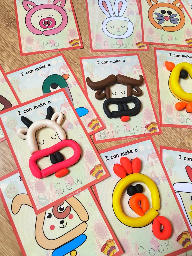 Farm Animals Play Doh Mats Printable Play Dough Montessori - Etsy