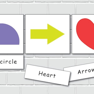 2D Shapes Flashcards, 3 Part Flash Cards, Geometric Shapes, Montessori ...