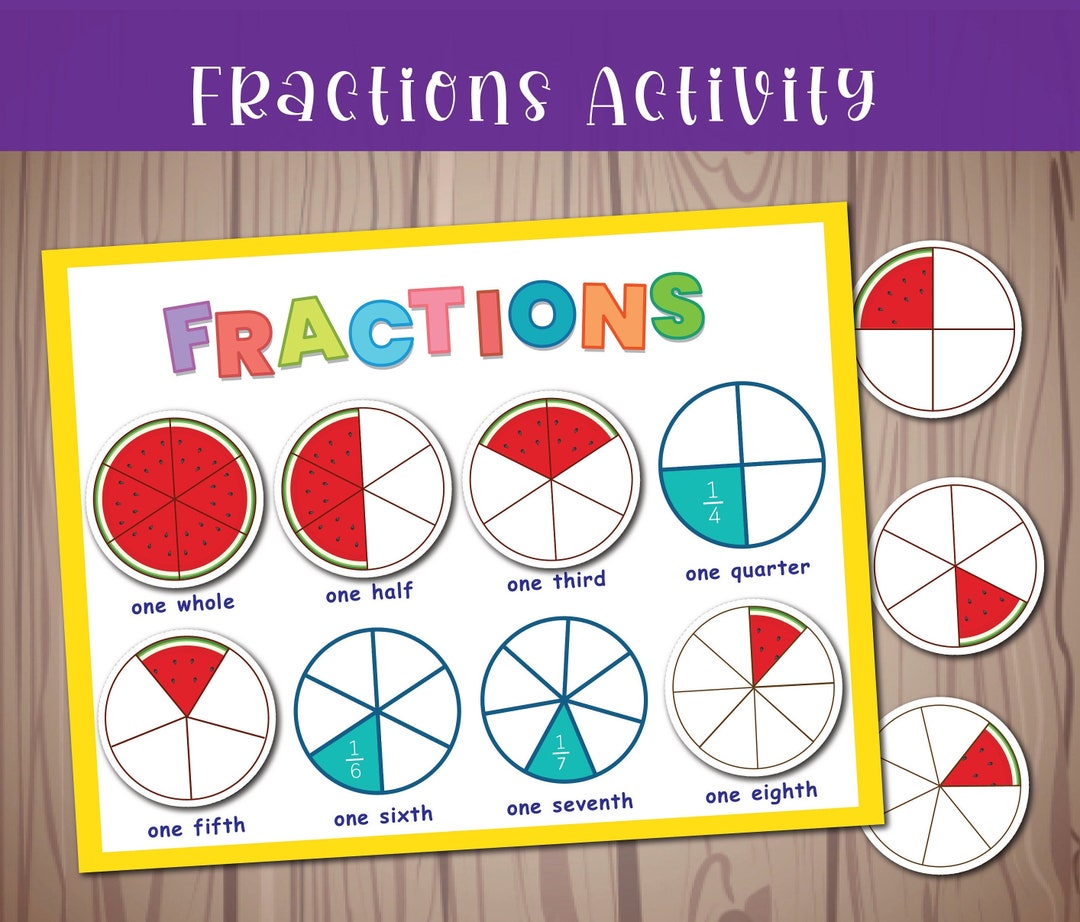 Fractions Matching Activity, Math Printable Activity, Learning ...
