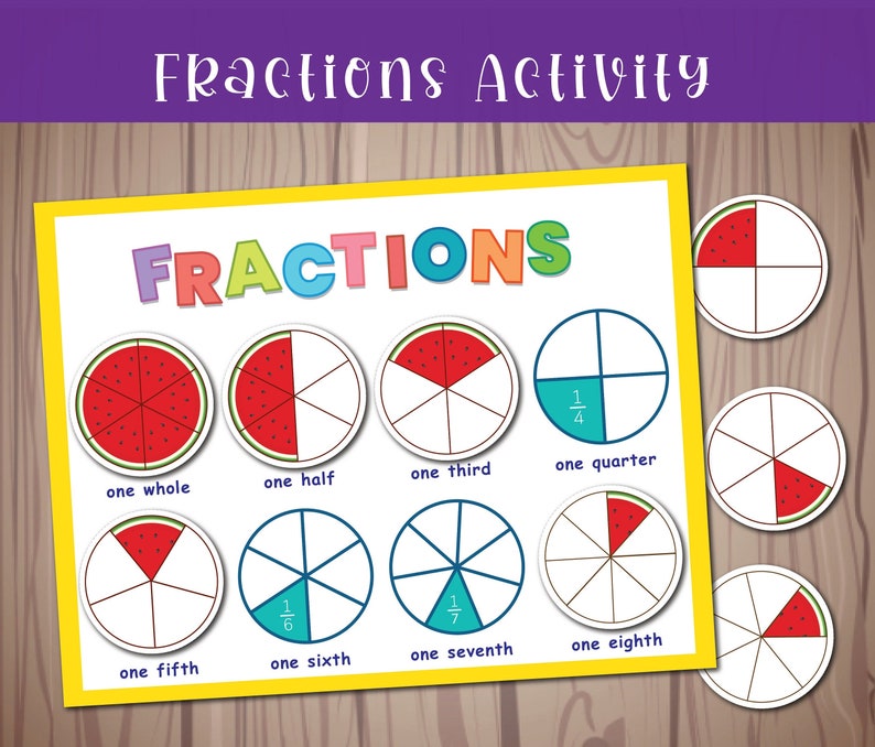 Fractions Matching Activity, Math Printable Activity, Learning ...