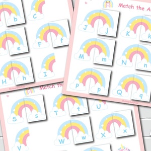Rainbow Alphabet Matching Activity. Toddler Busy Book Page. Preschool ...