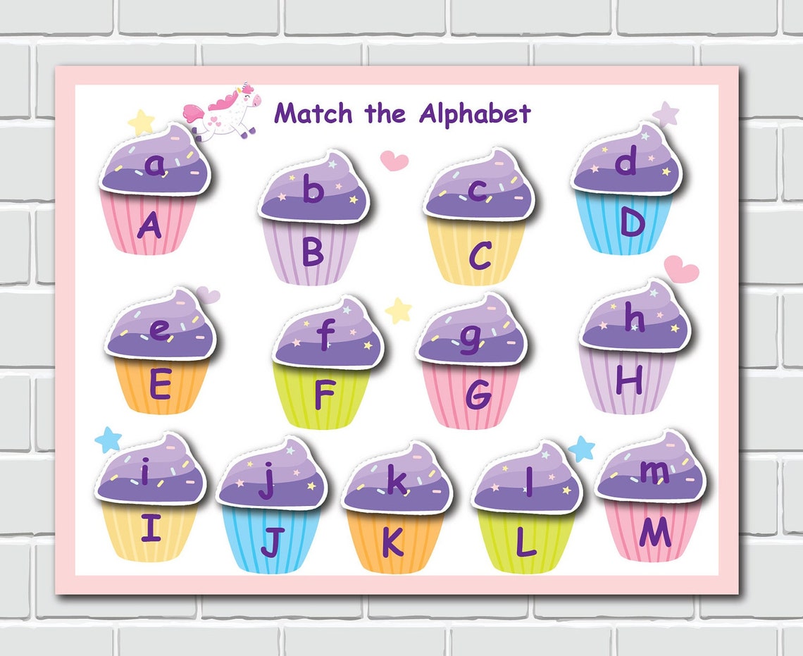 Cupcake Alphabet Matching Printable Activity. Toddler ABC - Etsy