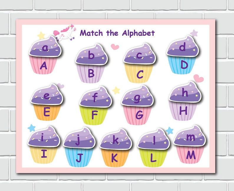 Cupcake Alphabet Matching Printable Activity. Toddler ABC - Etsy