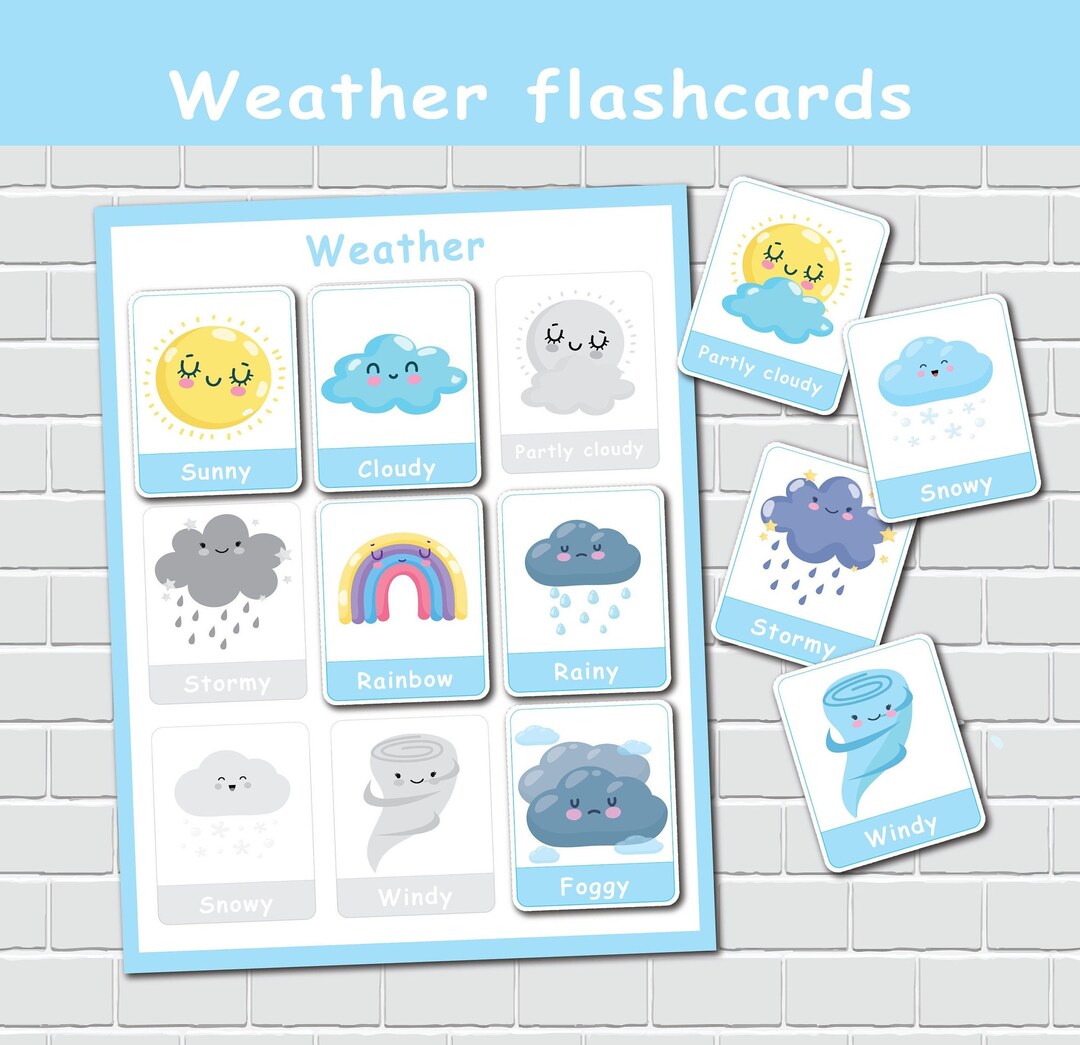 Weather Flashcards, Toddler Weather Chart, Preschool Curriculum ...