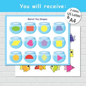 Fish Shapes Sorting Activity, 2D Shapes, Busy Book Page, File Folder ...