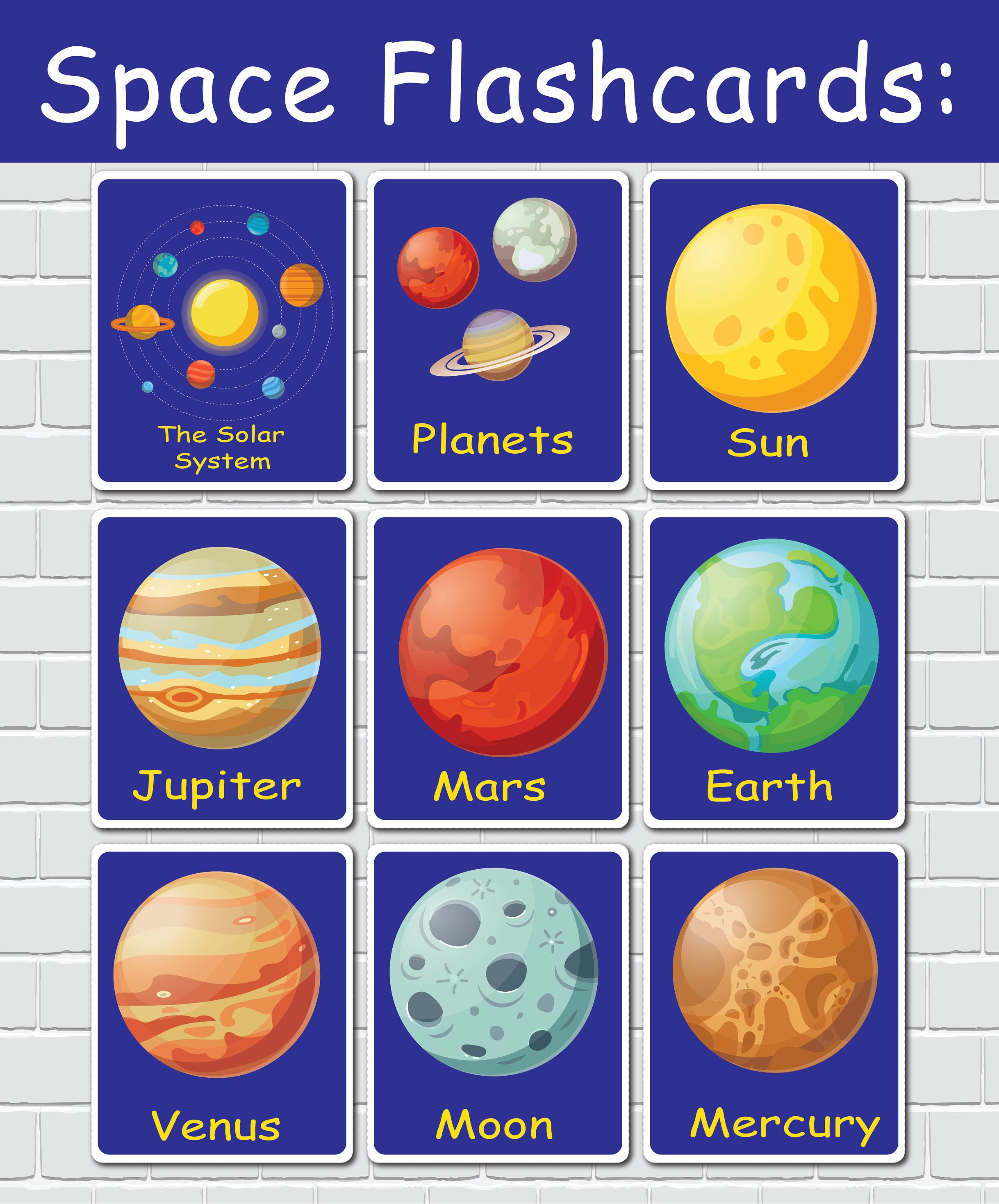 Outer Space Flashcards Montessori Material Homeschool - Etsy