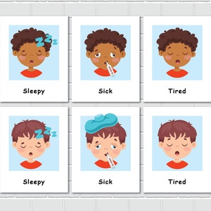 Emotions Flashcards, Feelings 3 Part Cards, Montessori Printable ...