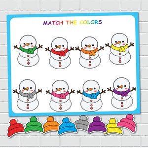 Color Sorting Matching Game, Winter Busy Book Page, Toddler Printable ...