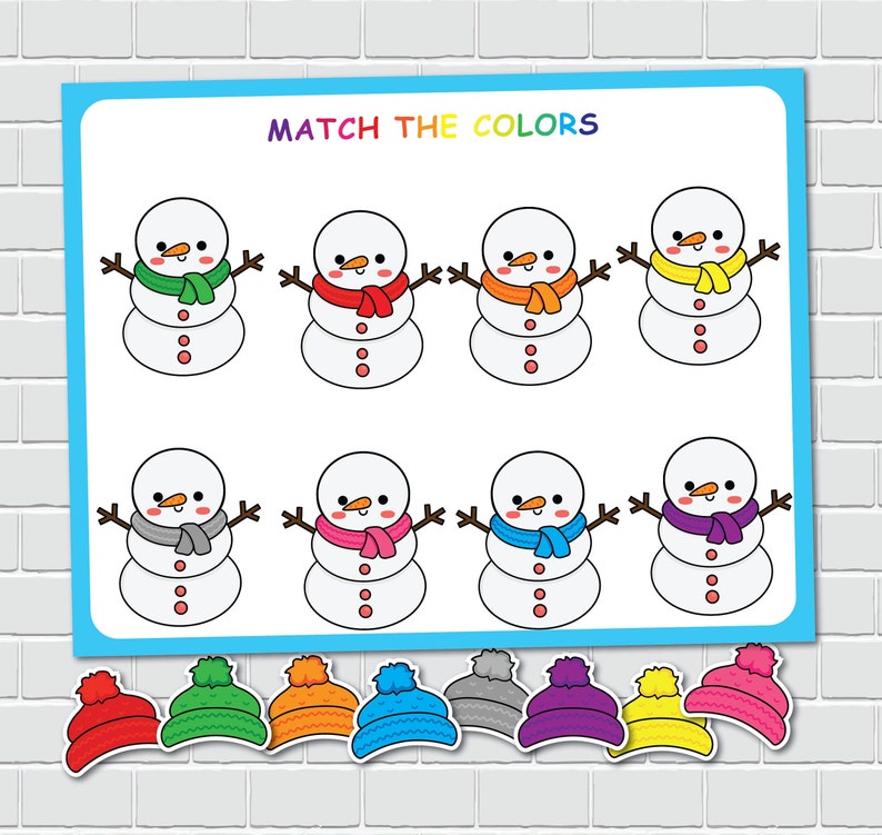 Color Sorting Matching Game, Winter Busy Book Page, Toddler Printable ...