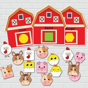 Farm Shapes Matching Activity, 2D Shapes, Toddler Busy Book, File ...