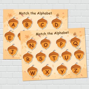 Acorn Alphabet Matching Activity for Kids, Autumn Quiet Book ...