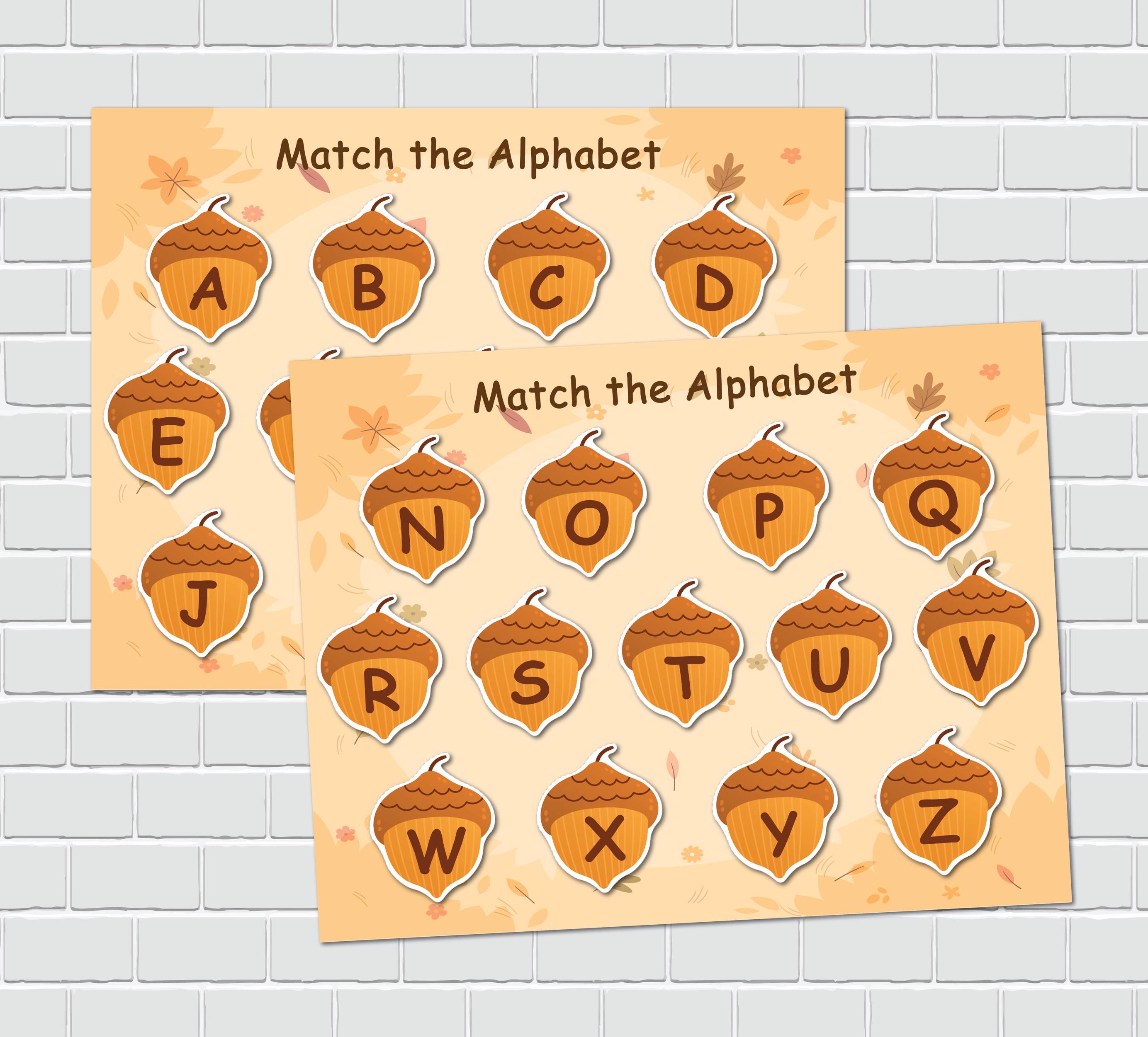 Acorn Alphabet Matching Activity for Kids, Autumn Quiet Book ...