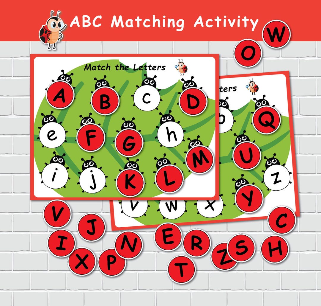 Ladybug ABC Matching Activity for Kids, Alphabet Busy Book, Preschool ...