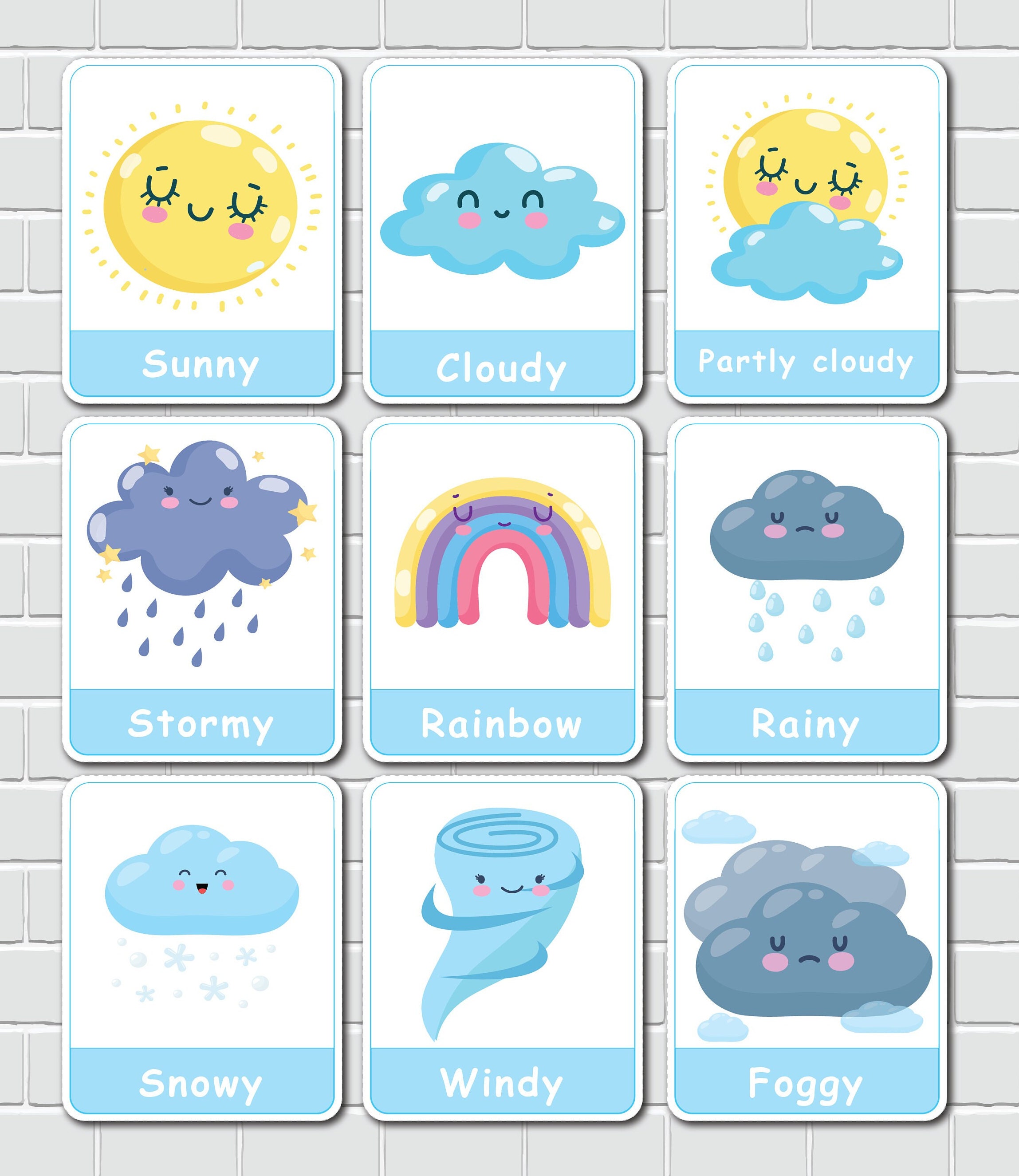 Weather Flashcards Toddler Weather Chart Preschool - Etsy Hong Kong