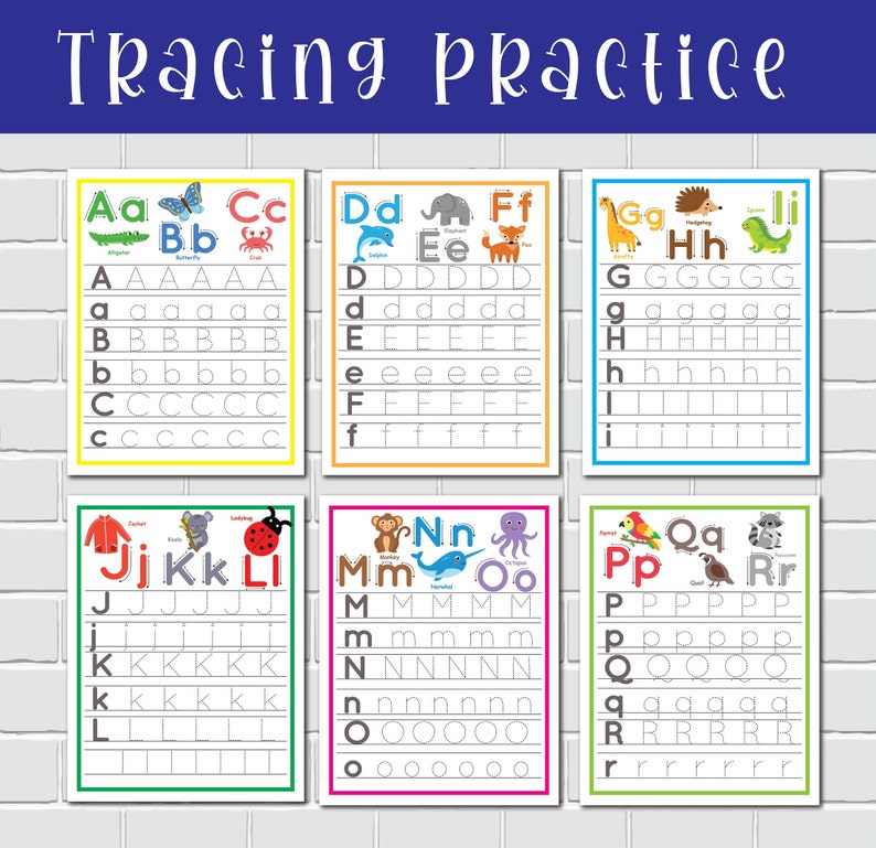 Preschool Worksheets Alphabet Activities Tracing Practice - Etsy