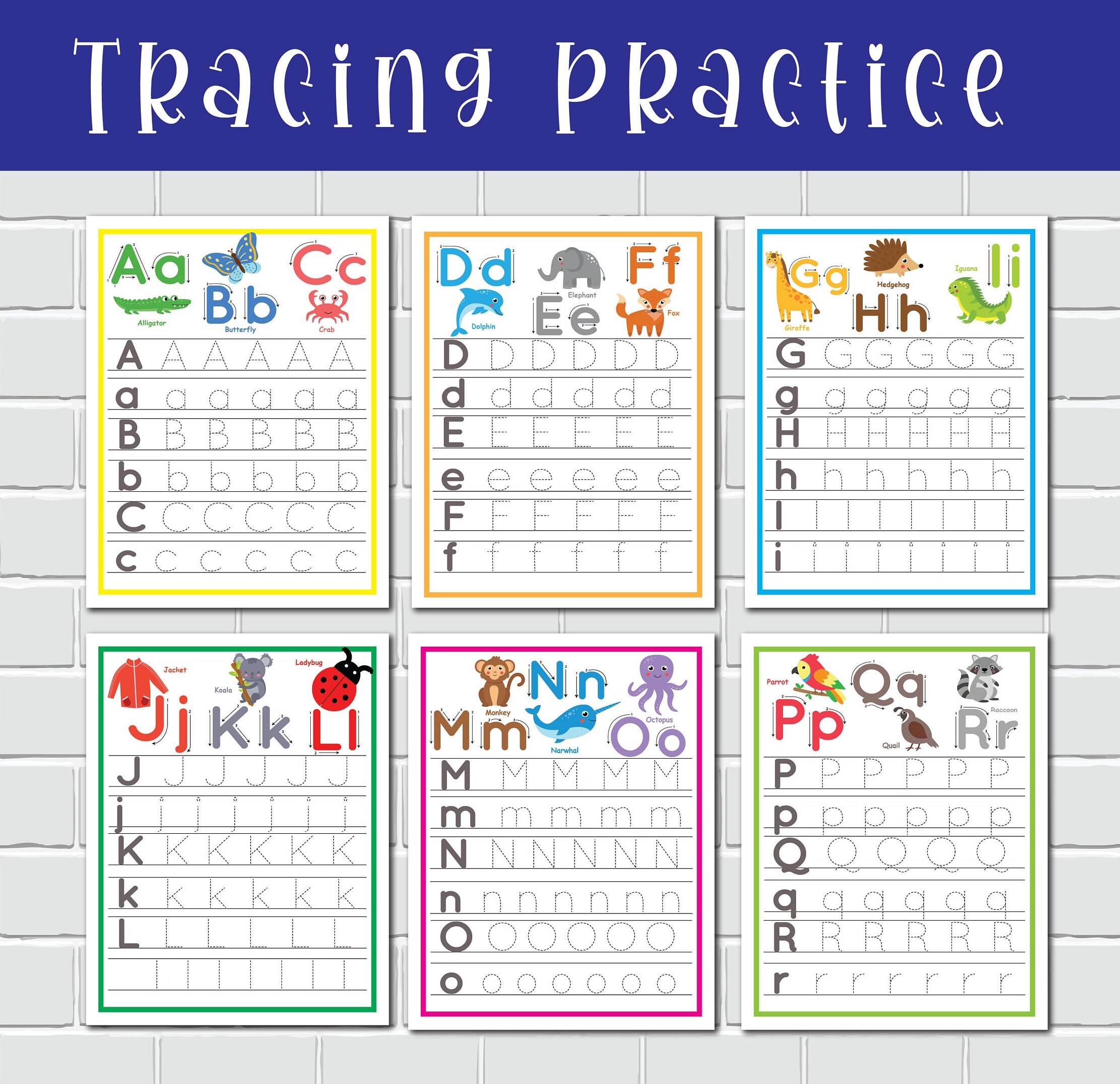 Preschool Worksheets Alphabet Activities Tracing Practice - Etsy
