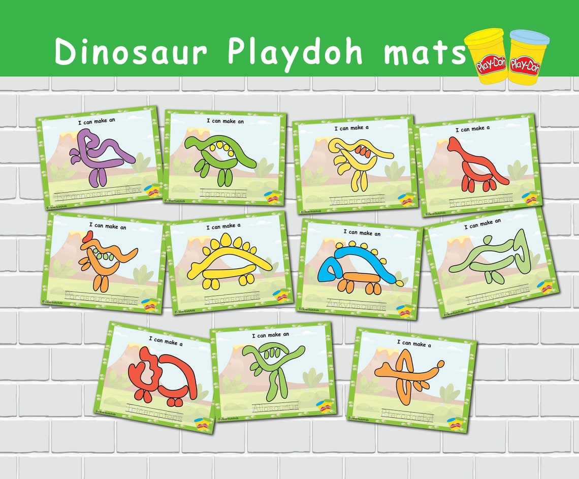Dinosaurs Play Dough Mats Printable Play Doh Preschool - Etsy