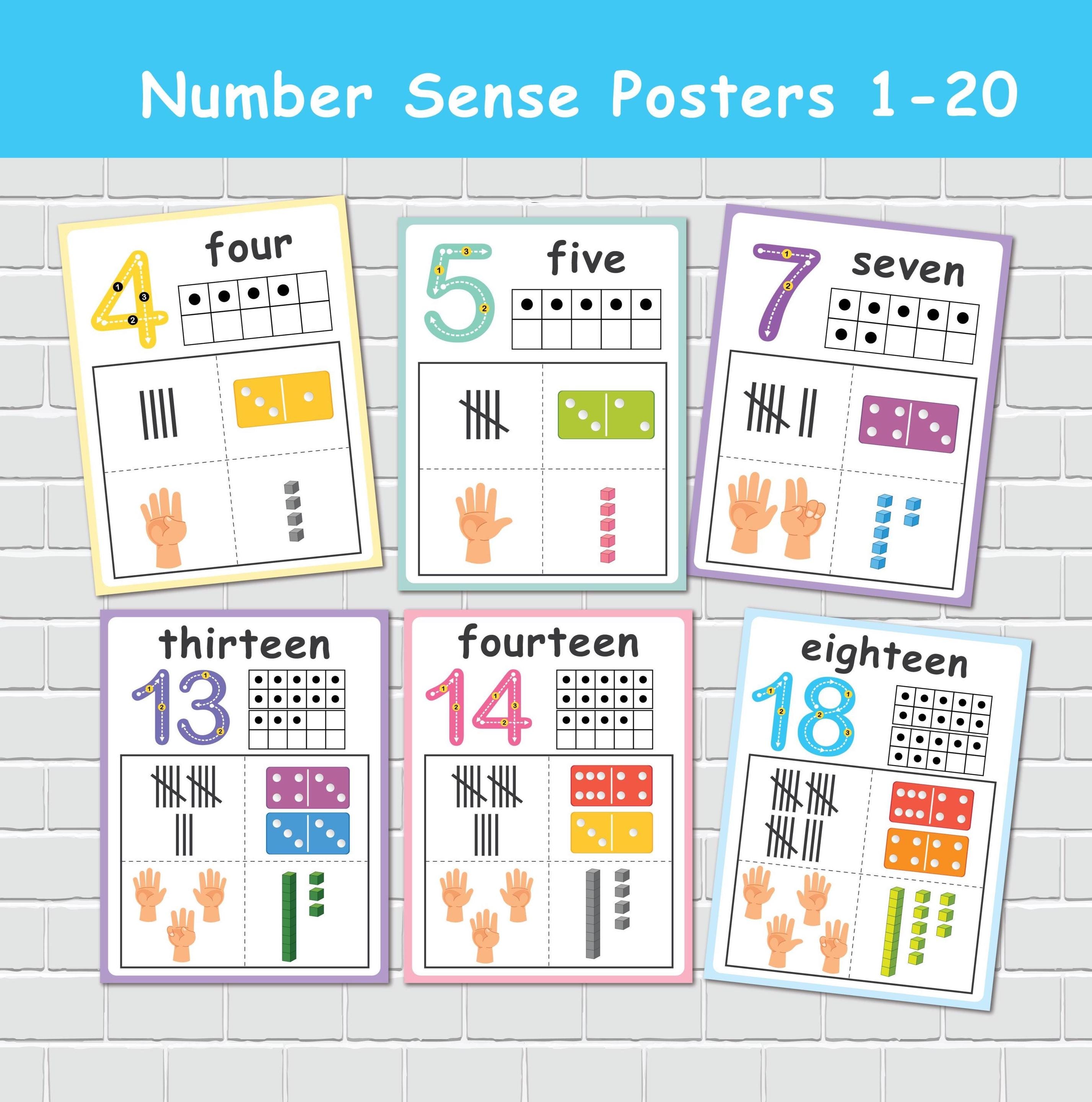 Number Sense Posters 1-20. Preschool Math Activities, Number ...