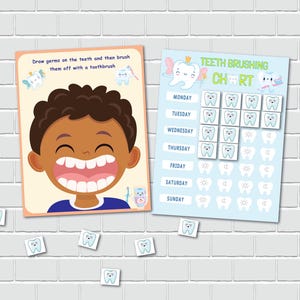Dental Health Preschool Printable Activity for Kids, Teeth Brushing ...