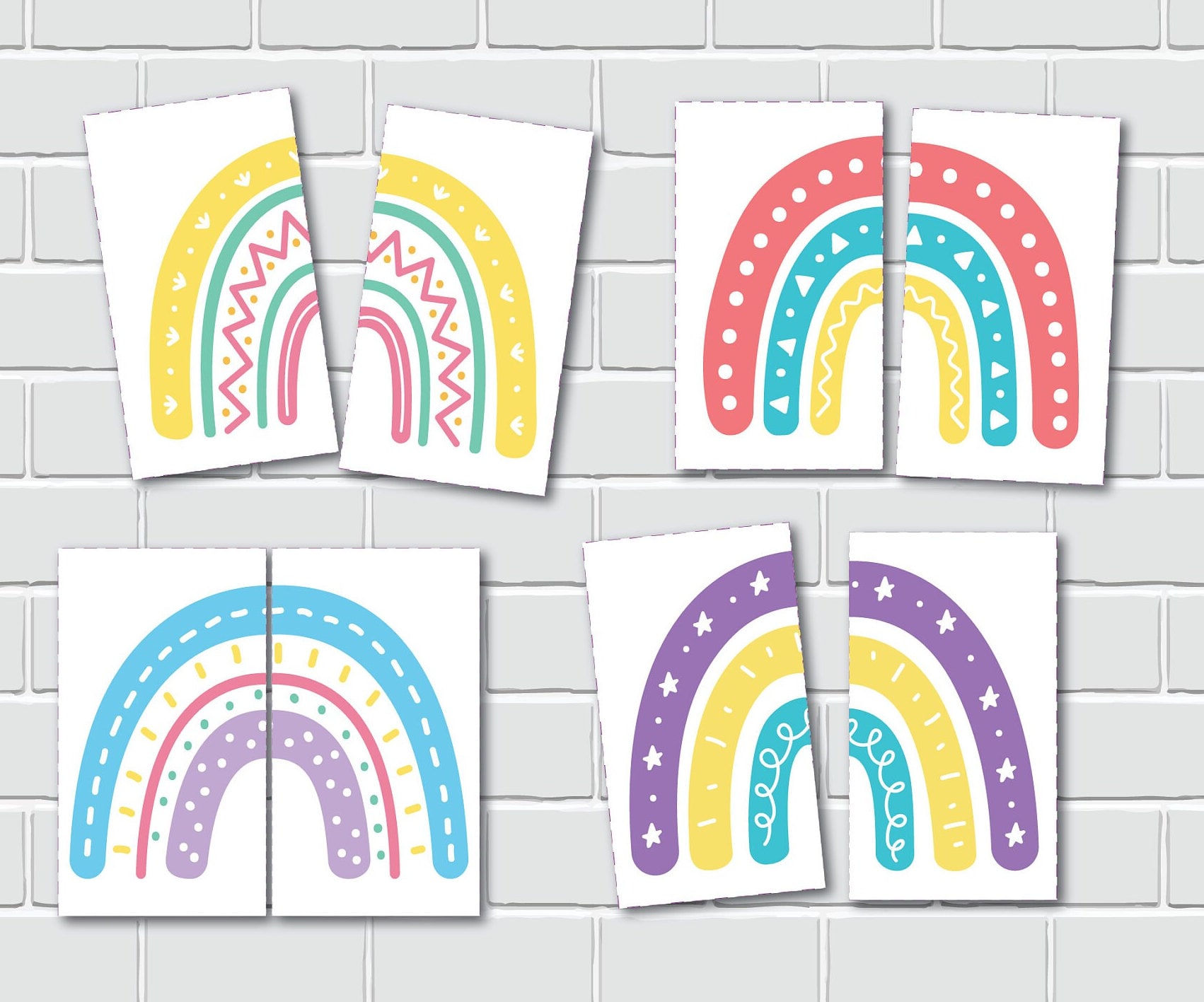 Rainbow Symmetry Matching Game: Toddler Preschool Activity (digital ...