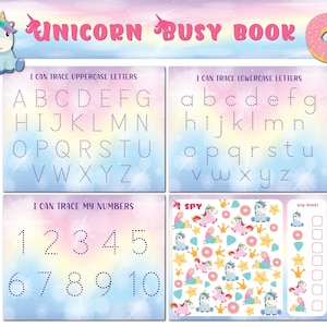 Unicorns Busy Book, Preschool Learning Binder, Printable Activity ...