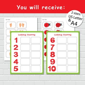 Ladybug Count and Match Activities, Preschool Math,toddler Busy Book ...