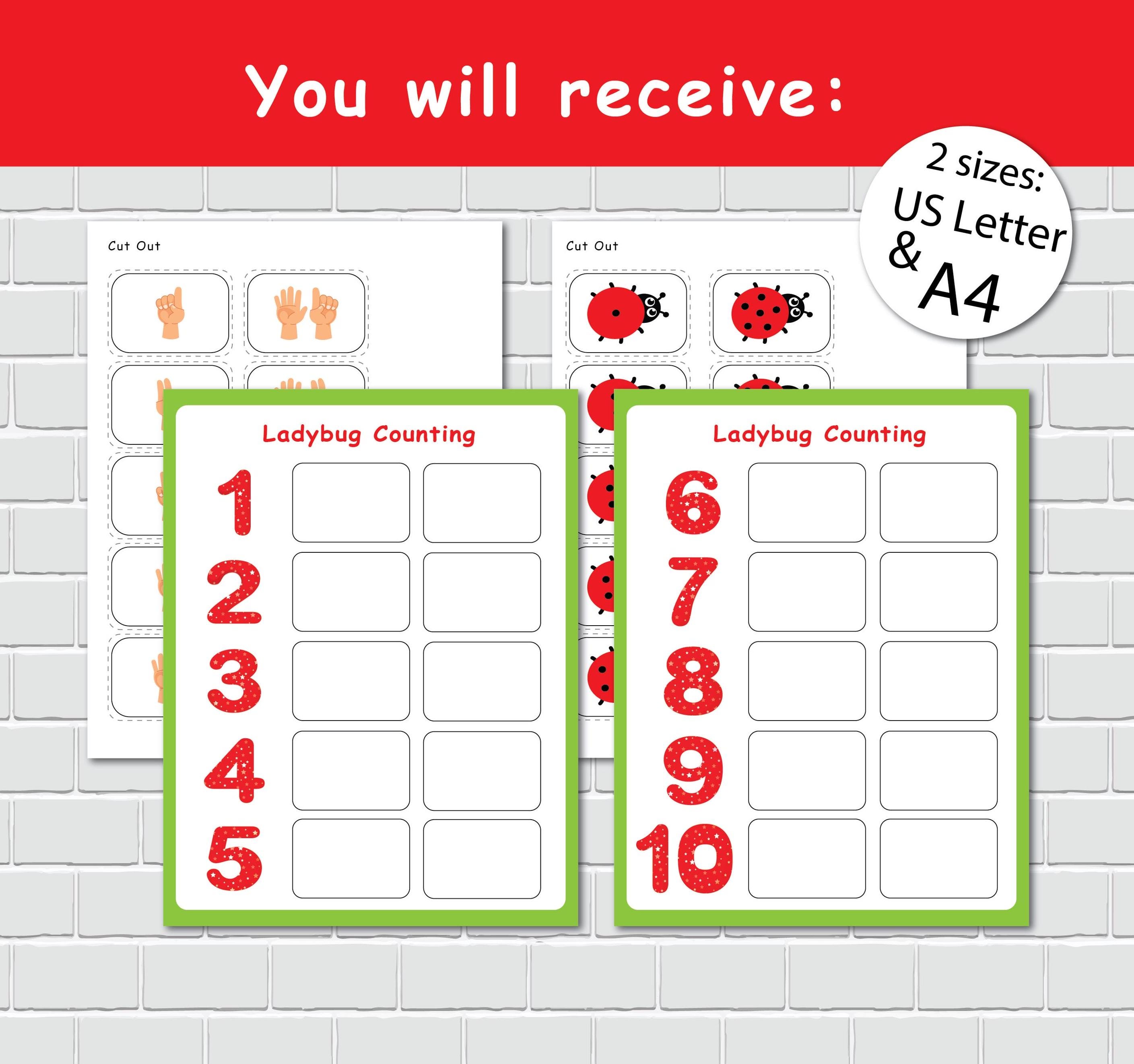 Ladybug Count and Match Activities, Preschool Math,toddler Busy Book ...