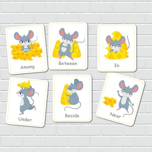 Prepositions Flashcards, English Positional Words, Printable Activity ...