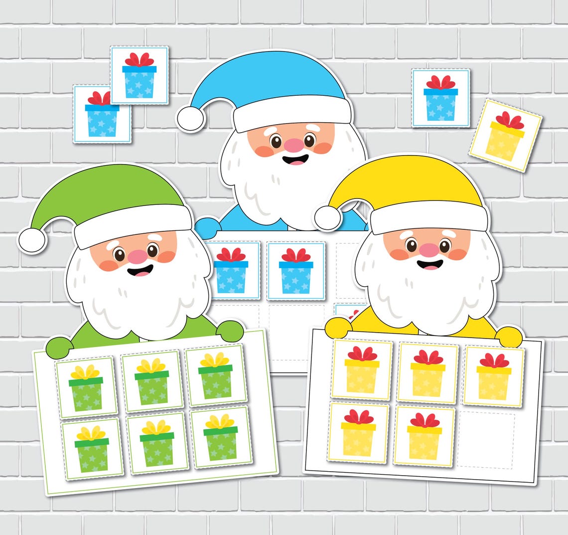 Santa Color Matching Activity for Kids, Christmas Theme Activities ...