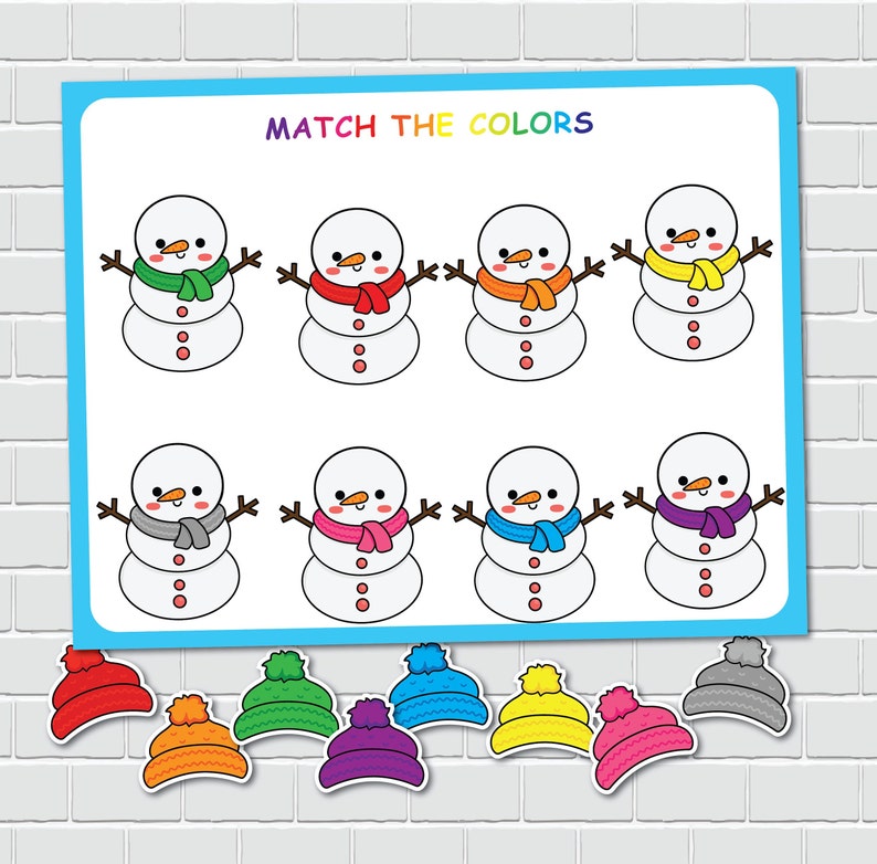 Color Sorting Matching Game, Winter Busy Book Page, Toddler Printable ...