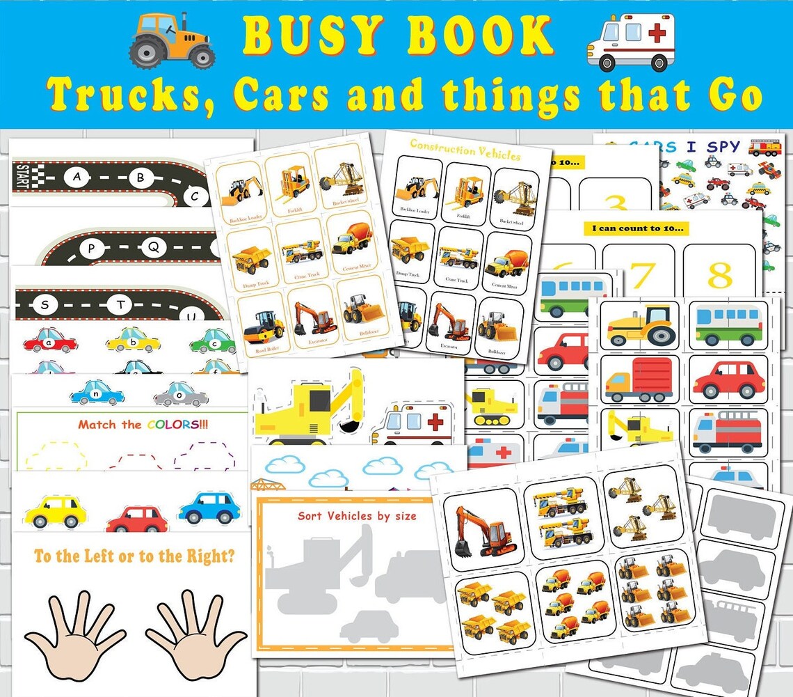 Trucks Cars and Things That Go Busy Book Learning Binder for - Etsy