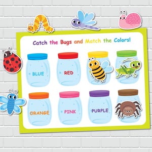 Bugs in a Jar Color Matching Activity, Color Sorting Printable (digital ...