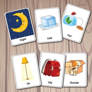 Opposites Matching Flashcards, Printable Activity, Pairing Cards ...