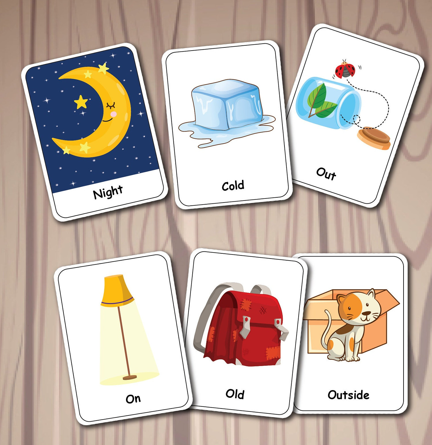 Opposites Matching Flashcards, Printable Activity, Pairing Cards ...