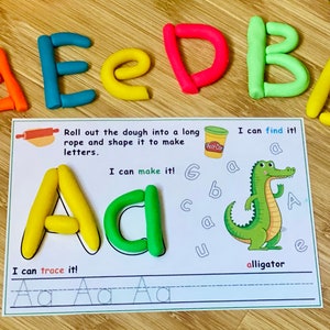 Alphabet Play Dough Mats, ABC Printable Play Doh, Preschool Activities ...