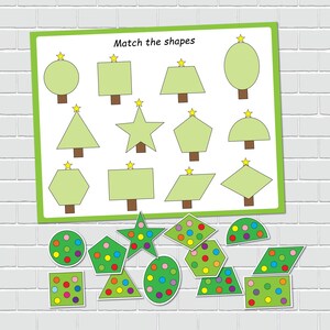 Christmas Tree Shape Matching Activity, Preschool Learning (digital ...