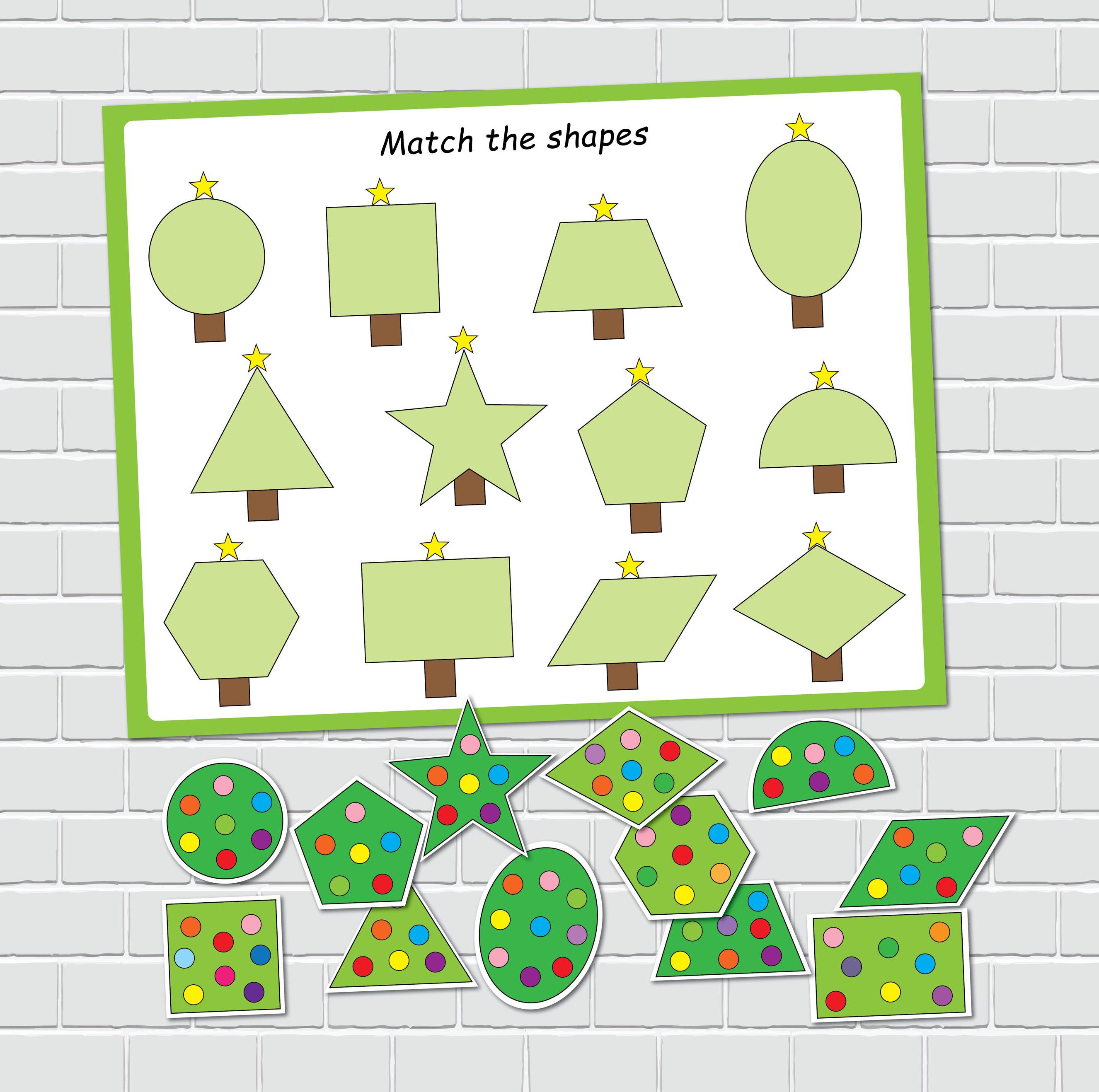 Christmas Tree Shape Matching Activity, Preschool Learning (digital ...