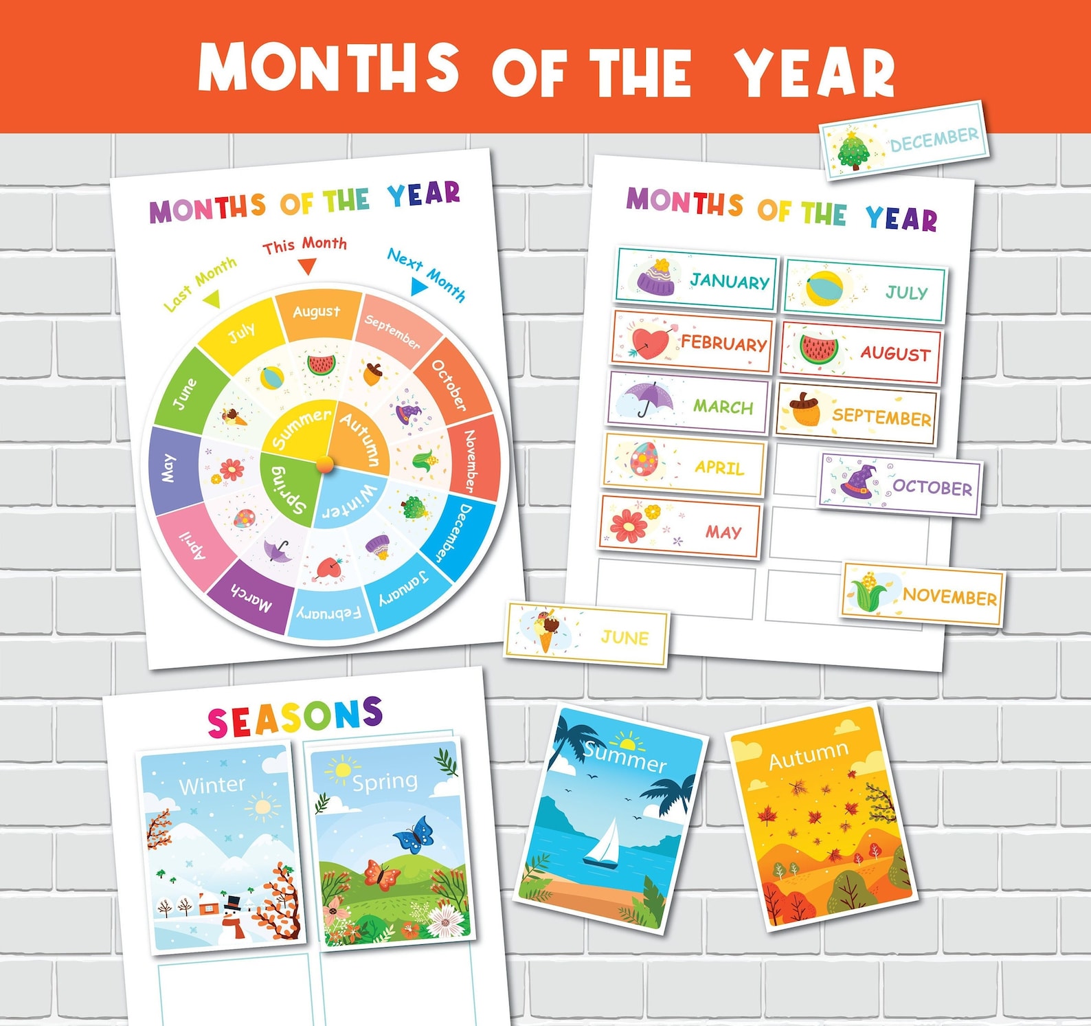 Months of the Year & Seasons Wheel Worksheet, Circle Time Activity, Pre ...