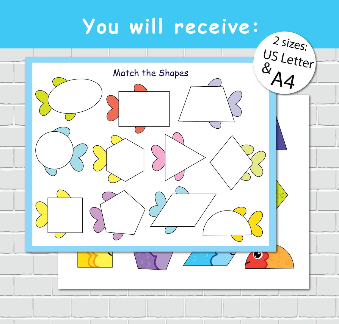 Fish Shape Matching Activity, 2D Shapes, Busy Book Page, File Folder ...