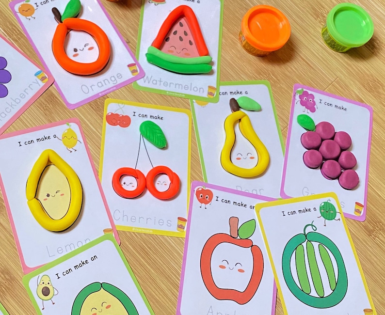 Play Doh Mats Fruits Printable Play Dough Montessori Play - Etsy