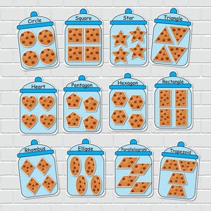 Cookie Jars Shapes Sorting Activity, 2D Shapes Matching Game, File ...