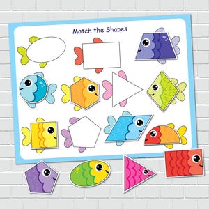 Fish Shape Matching Activity, 2D Shapes, Busy Book Page, File Folder ...