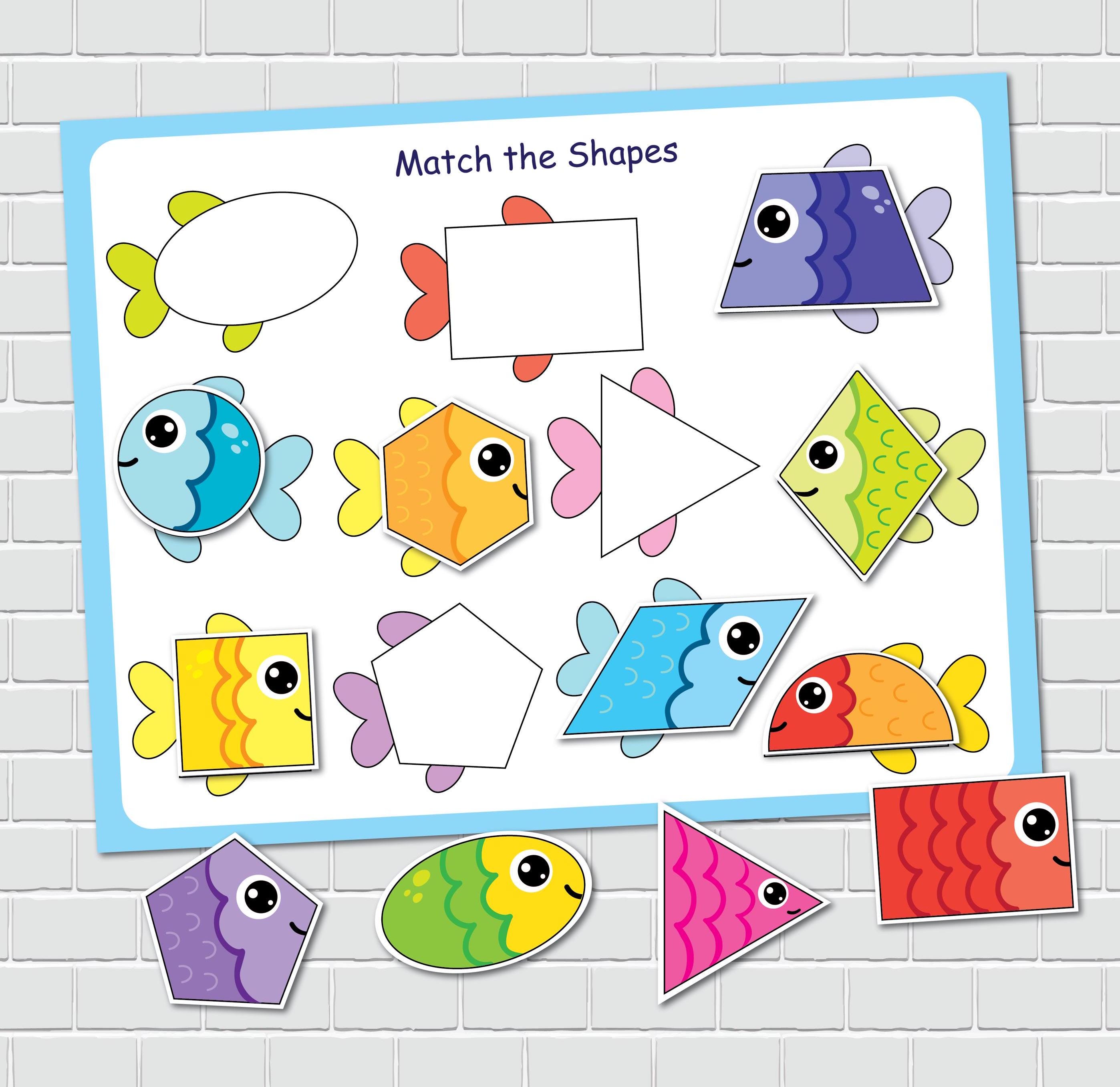 Fish Shape Matching Activity, 2D Shapes, Busy Book Page, File Folder ...